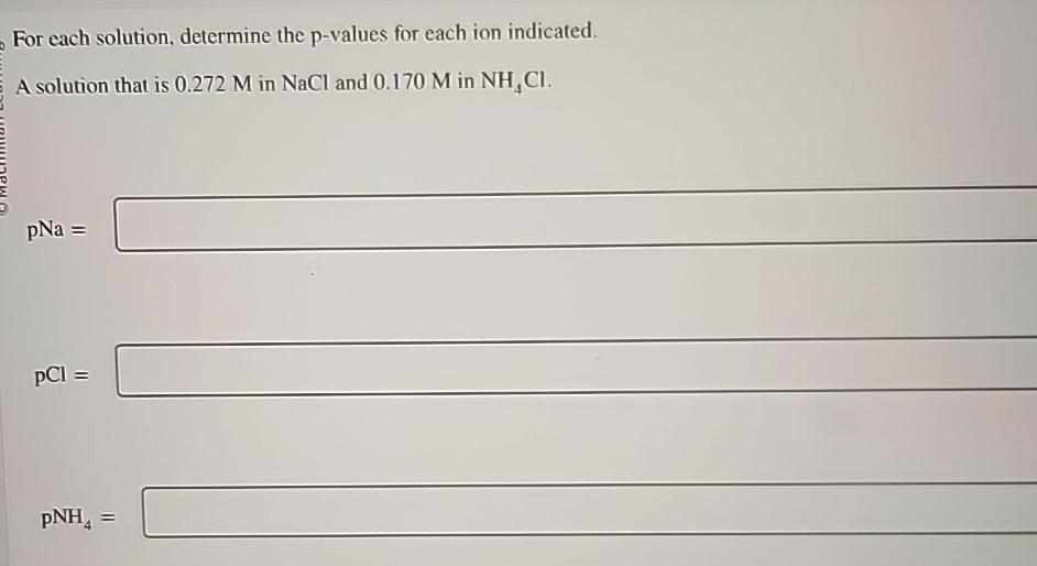Solved For each solution, determine the p-values for each | Chegg.com