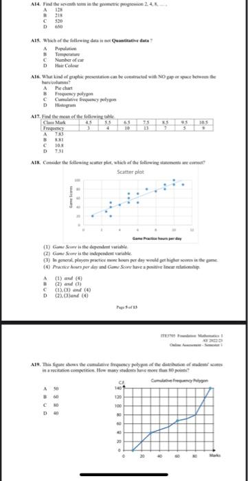Solved A BCD128218520530 At5. Whicb of the folliowing data | Chegg.com