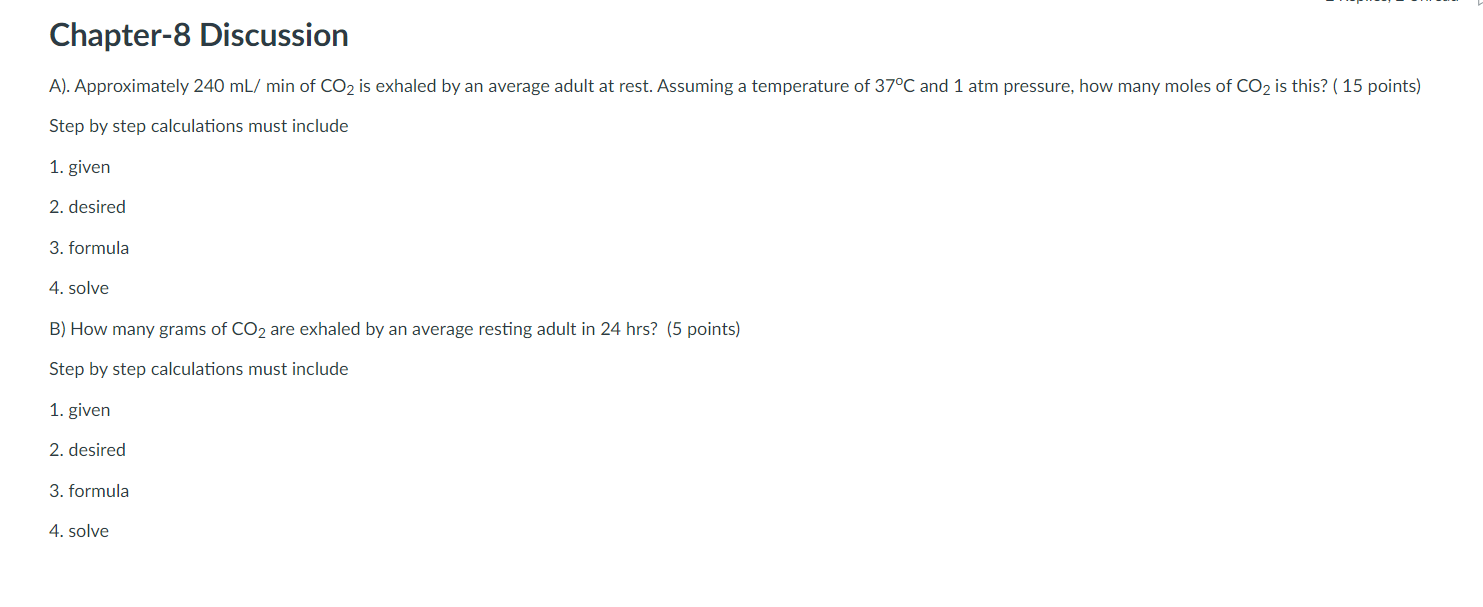 Solved Chapter-8 ﻿DiscussionA240mLmin of CO2 is ﻿exhaled | Chegg.com