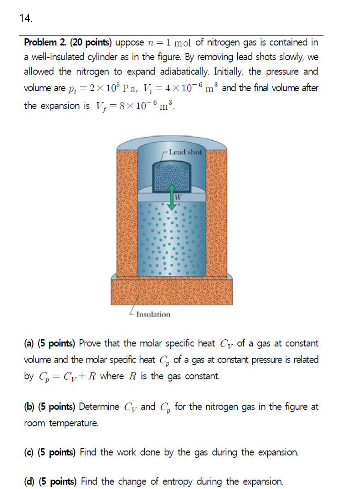 Solved Problem 2. (20 points) uppose n=1mol of nitrogen | Chegg.com Solved Problem 2. (20 points) uppose n=1mol of nitrogen | Chegg.com
