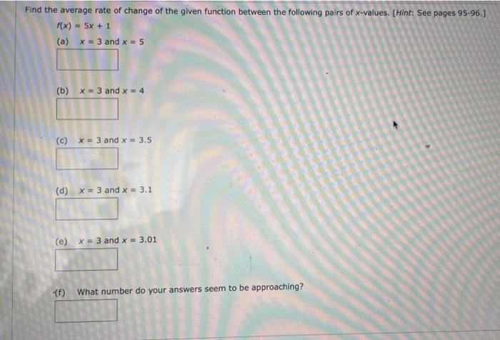 Solved Find the average rate of change of the given function | Chegg.com