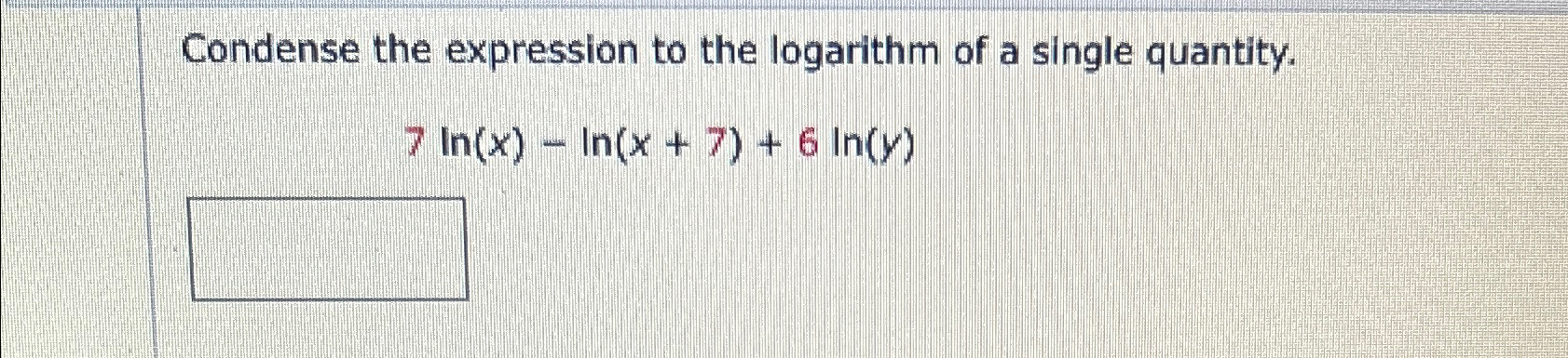 Solved Condense The Expression To The Logarithm Of A Single 9891