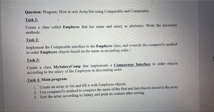 Solved Question: Program: How to sort Array/list using | Chegg.com