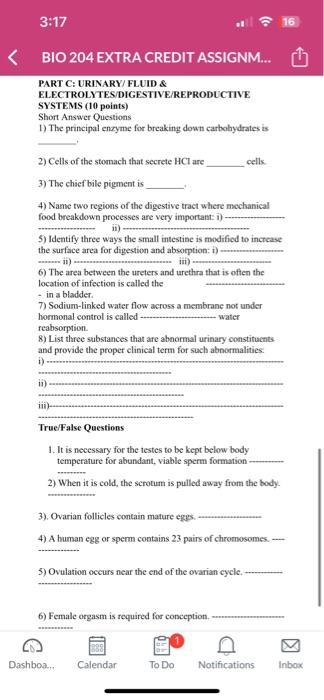 Solved PART C: URINARY/ FLUID \& | Chegg.com