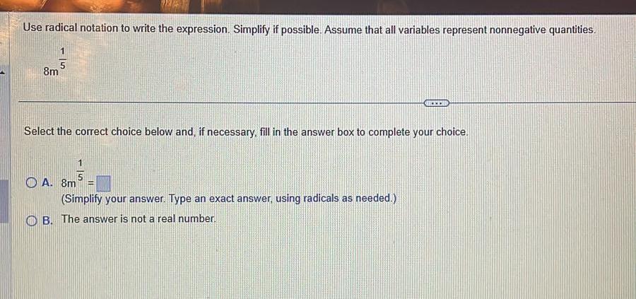 Solved Use Radical Notation To Write The Expression 5928