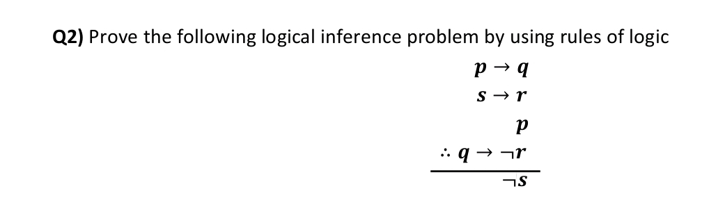 Solved Q2) ﻿Prove the following logical inference problem by | Chegg.com
