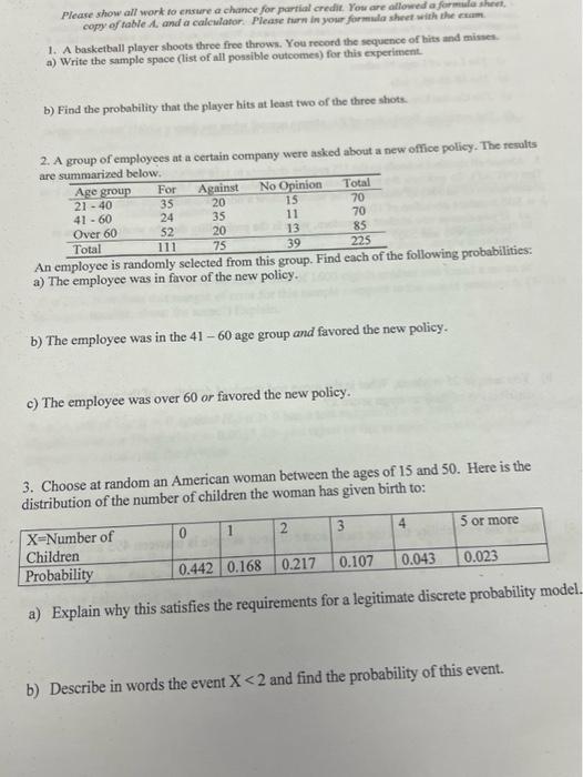 Solved Pleace show all work to ensure a chance for partial | Chegg.com