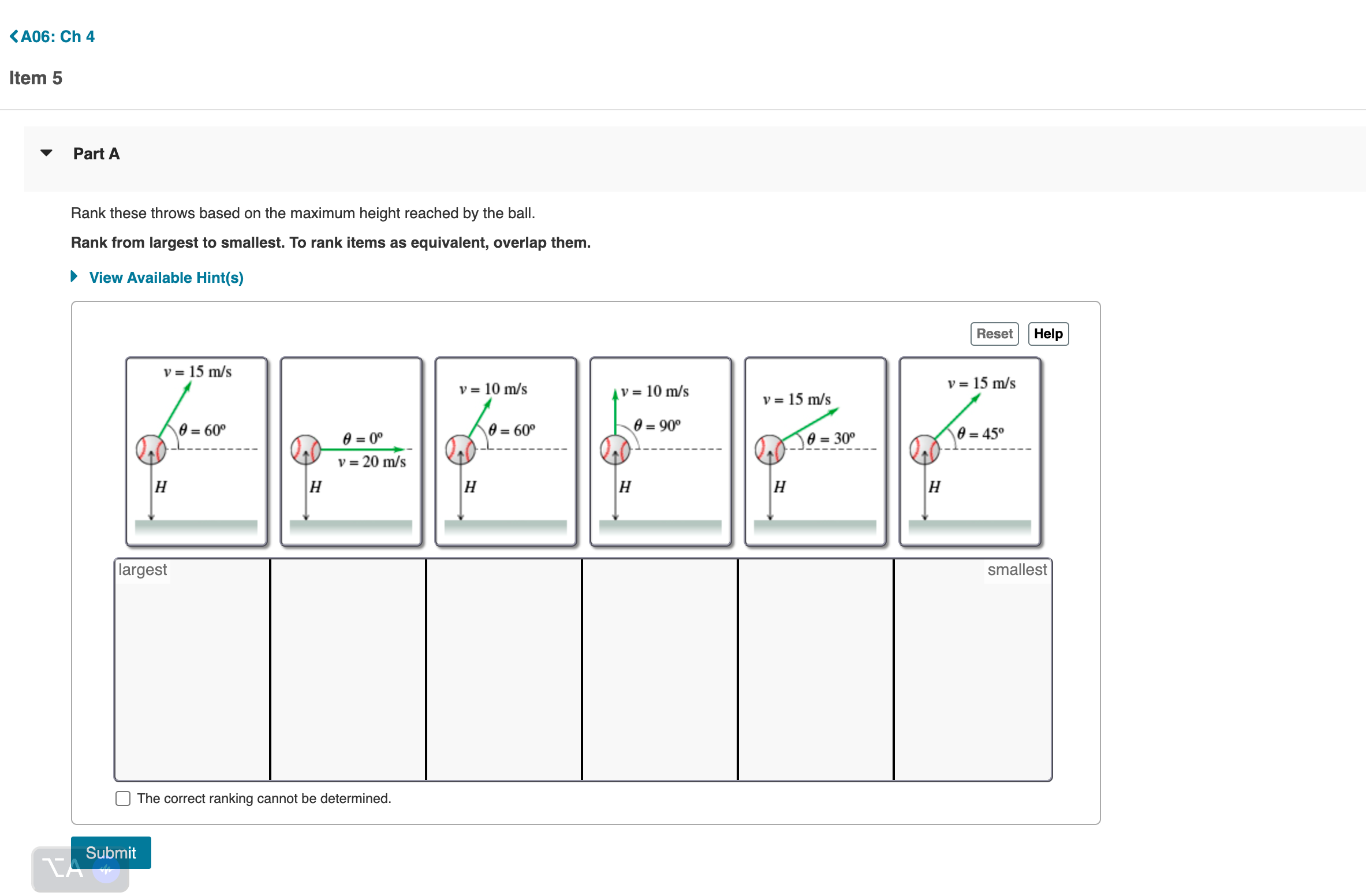 Solved くA06: Ch 4Item 5Part ARank these throws based on the | Chegg.com