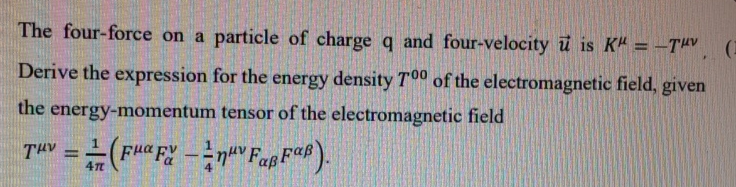 Solved The four-force on a particle of charge q ﻿and | Chegg.com