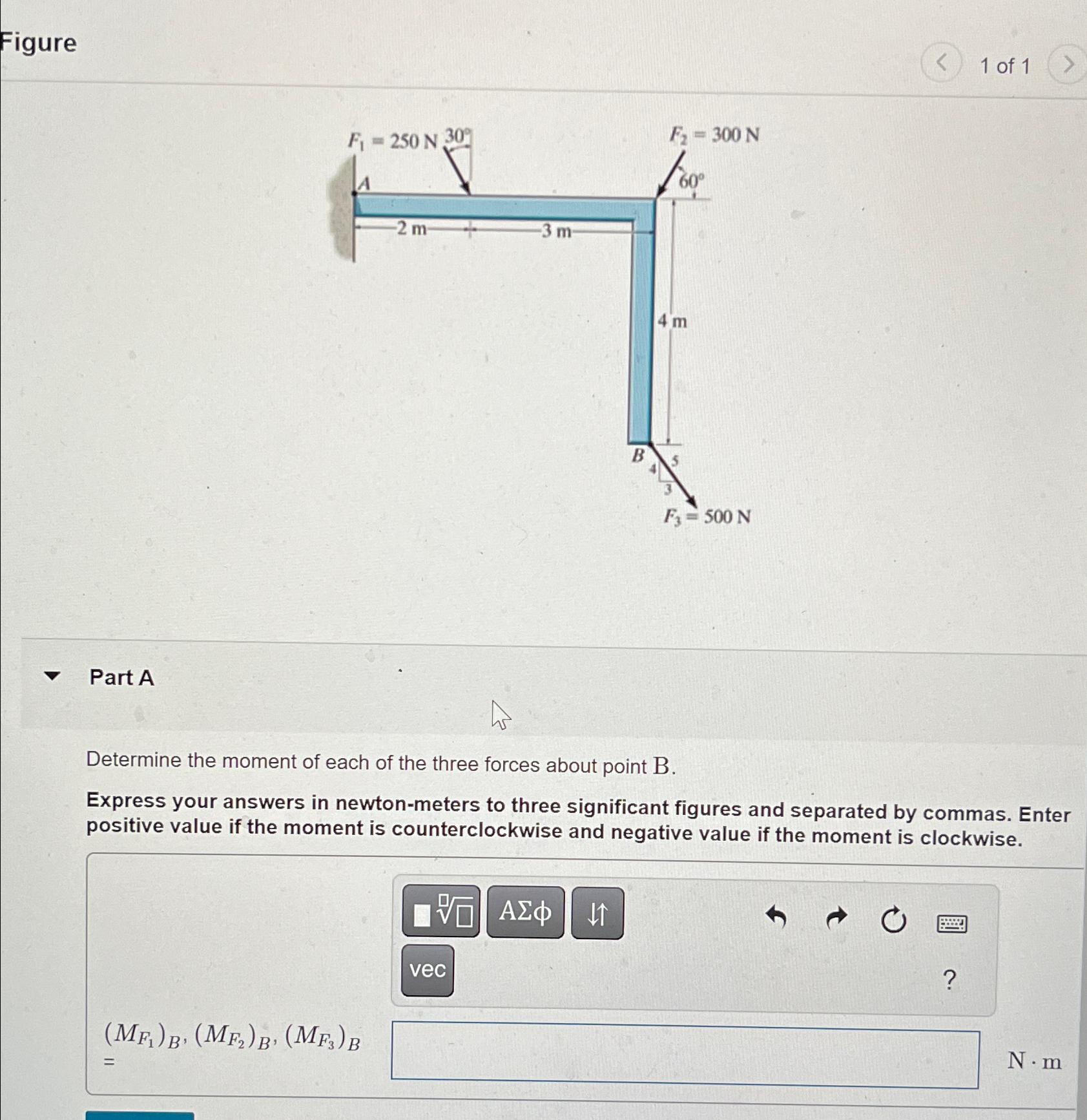 Solved Figure1 ﻿of 1Part ADetermine the moment of each of | Chegg.com