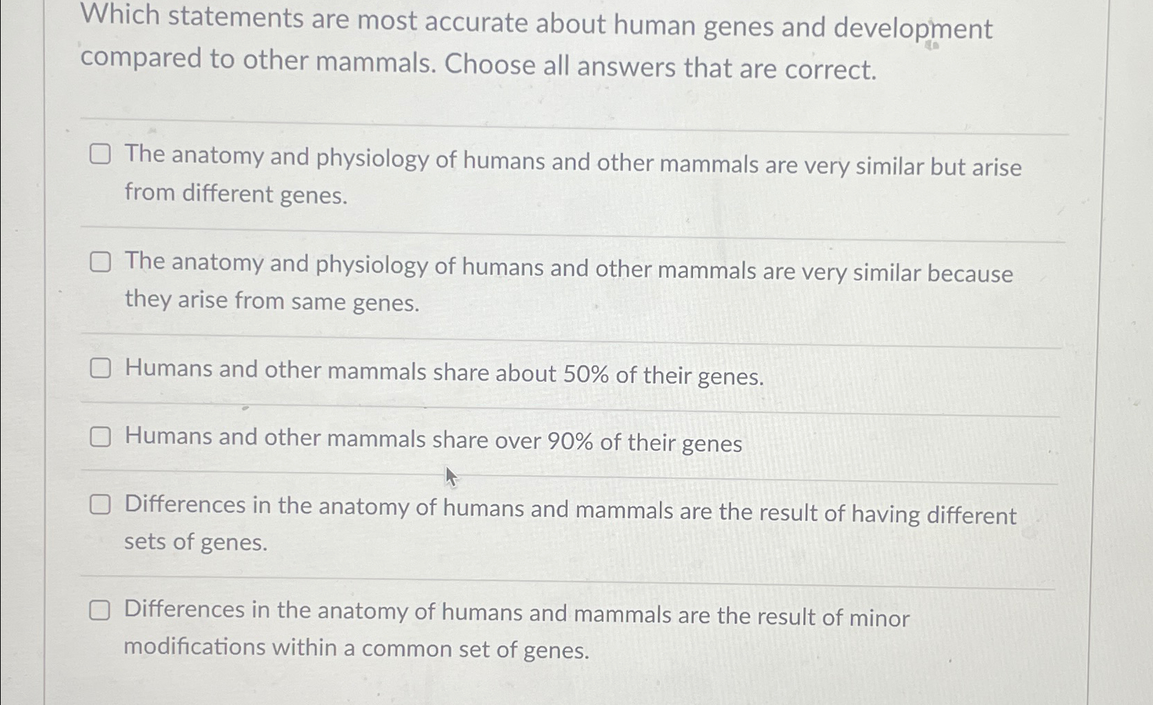 Solved Which statements are most accurate about human genes | Chegg.com
