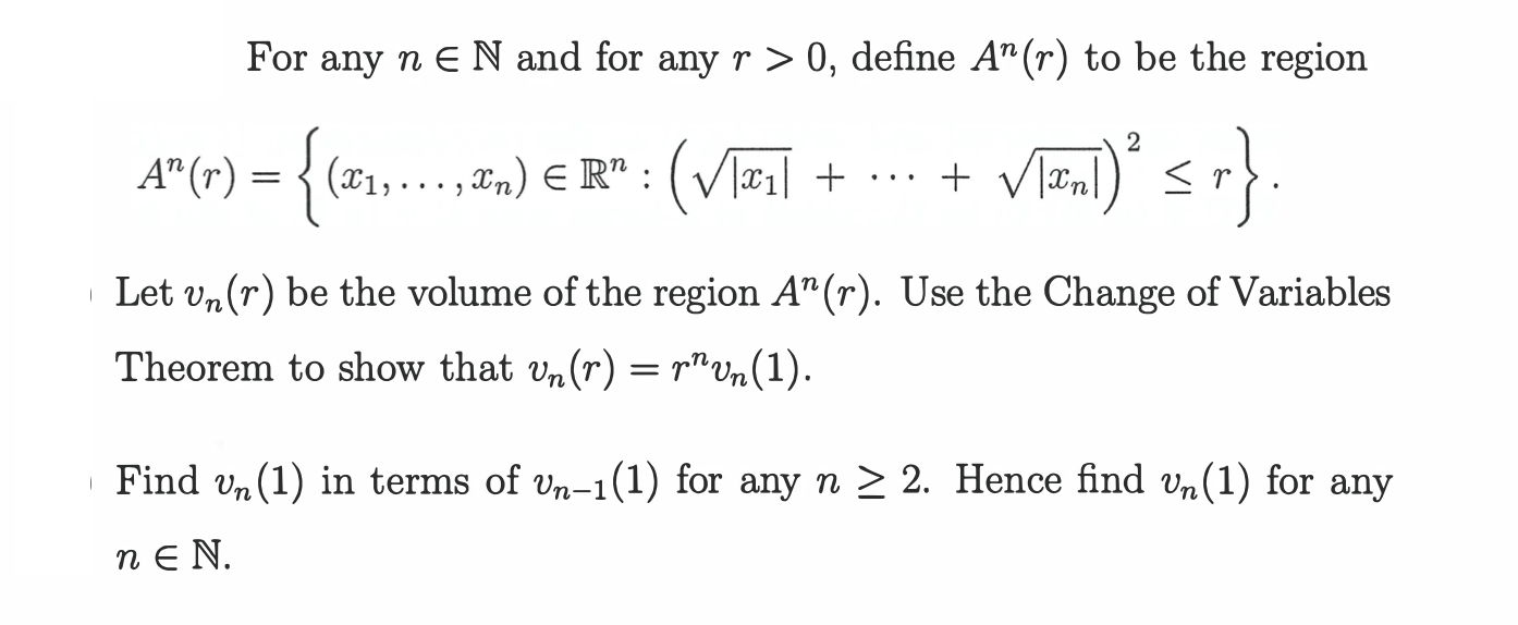 Solved For any ninN and for any r>0, ﻿define An(r) ﻿to be | Chegg.com