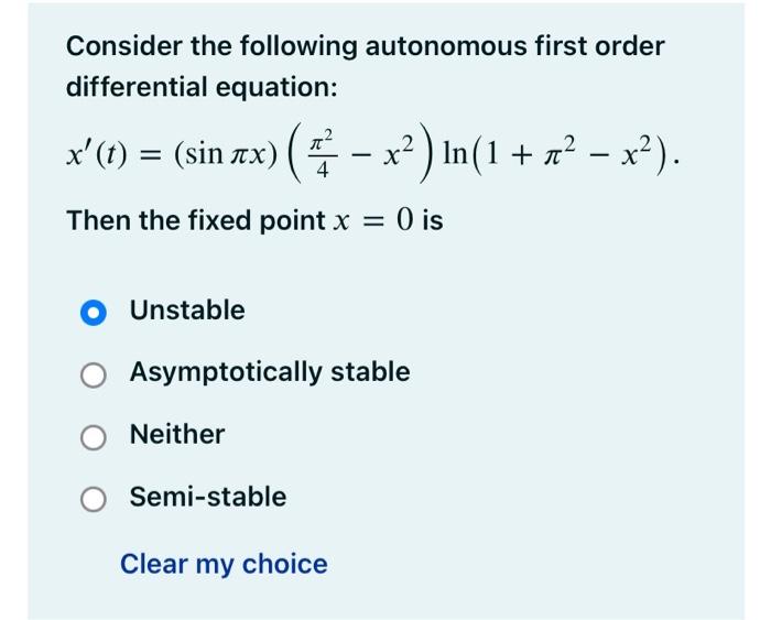 Solved Consider the following autonomous first order | Chegg.com