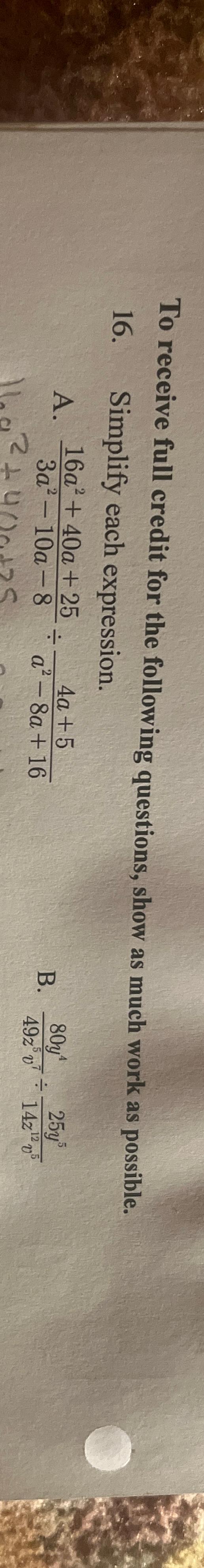 Solved To receive full credit for the following questions, | Chegg.com