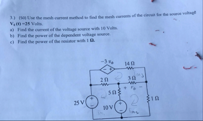 Solved Use the mesh current method to find the mesh currents | Chegg.com