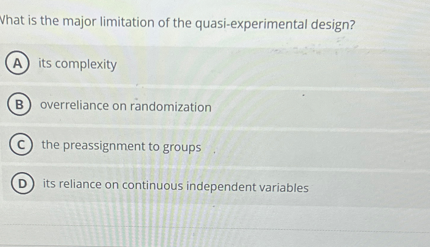 Solved What Is The Major Limitation Of The
