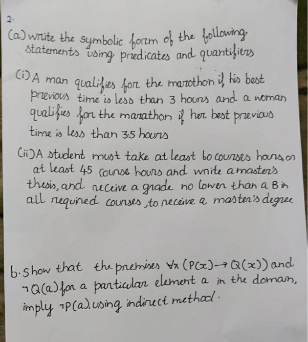 Solved 2: | (a) write the symbolic form of the following | Chegg.com