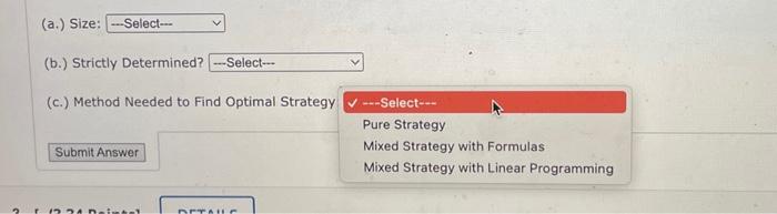 Solved For the game piven oy the paroff matrik below, | Chegg.com