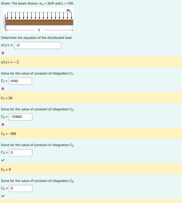 Solved Given: The beam shown. w0=2k/ft and L=13ft. Determine | Chegg.com