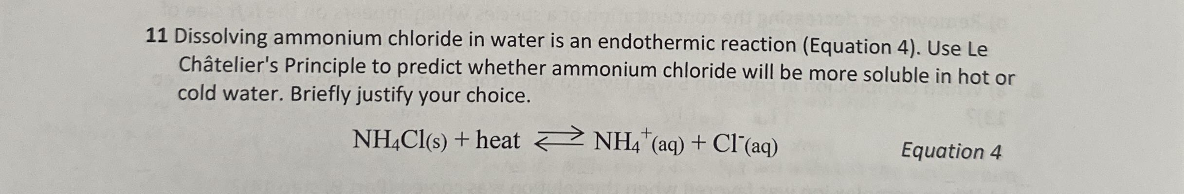 Solved 11 ﻿Dissolving ammonium chloride in water is an | Chegg.com
