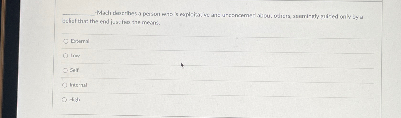 Solved -Mach describes a person who is exploitative and | Chegg.com