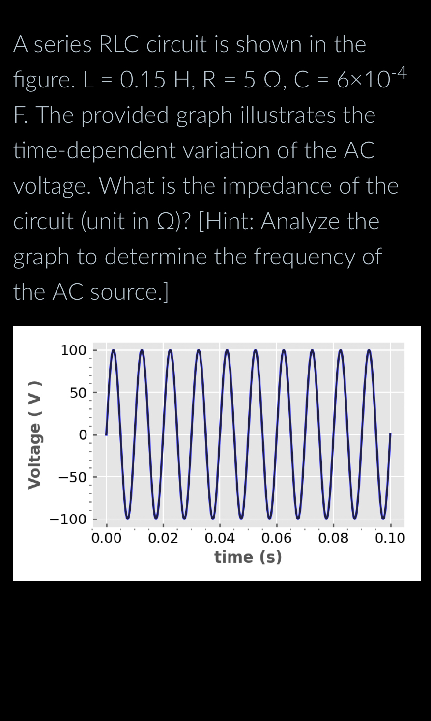 Solved A series RLC circuit is shown in the figure. | Chegg.com
