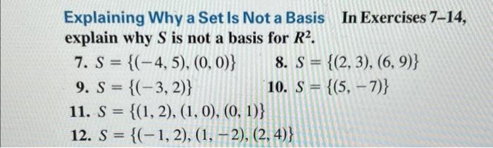 Solved Explaining Why a Set Is Not a Basis In Exercises | Chegg.com