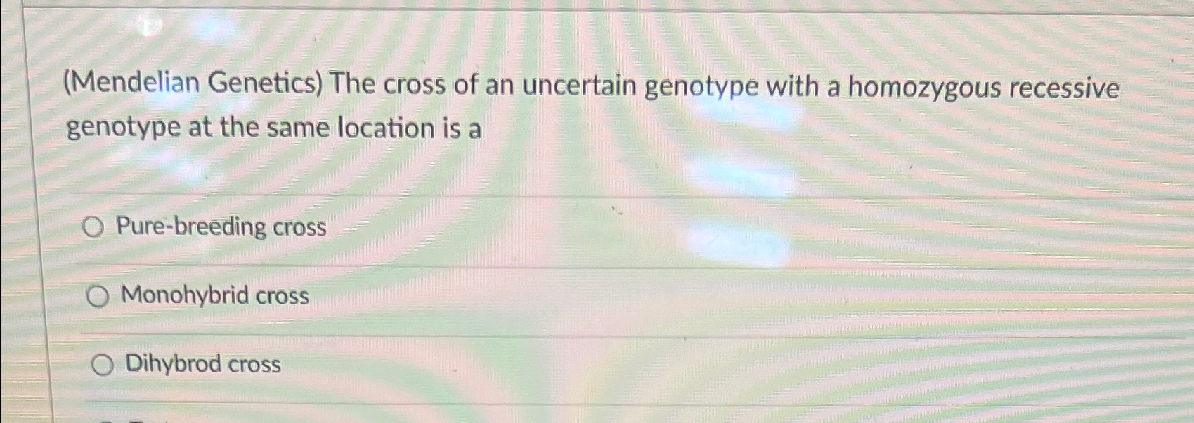 Solved (Mendelian Genetics) ﻿The cross of an uncertain | Chegg.com