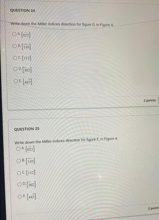 Solved Figure 4, shows different Miller Indices direction. | Chegg.com