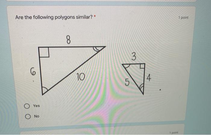 Solved Are the following polygons similar? 1 point 8 3 6 10 | Chegg.com