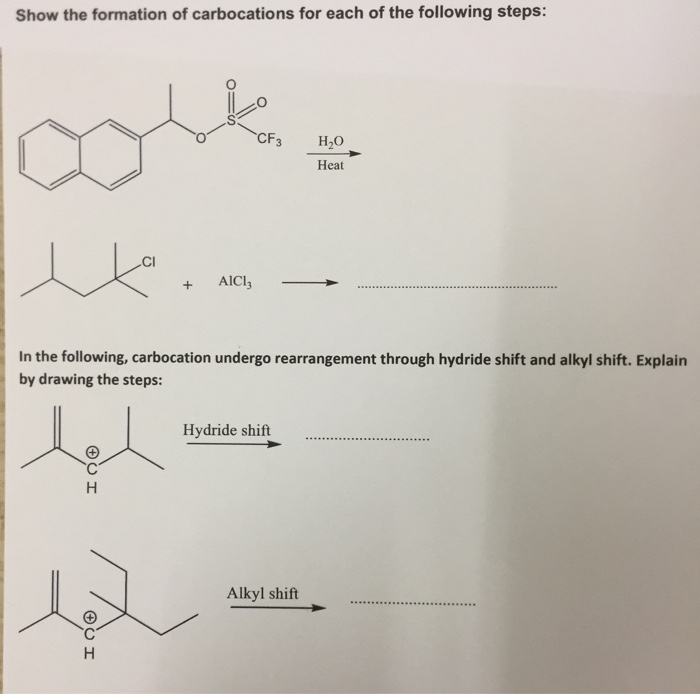 Solved Show the formation of carbocations for each of the | Chegg.com