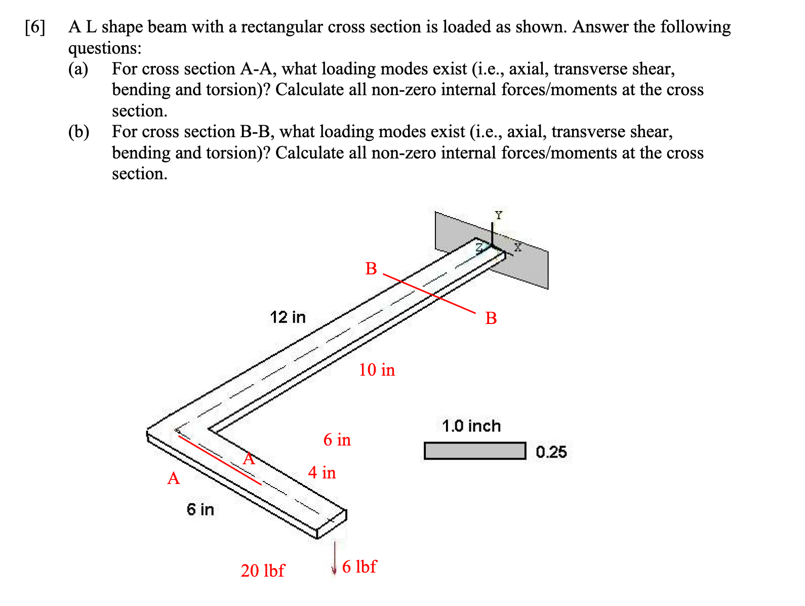 Solved [6] ﻿A L shape beam with a rectangular cross section | Chegg.com