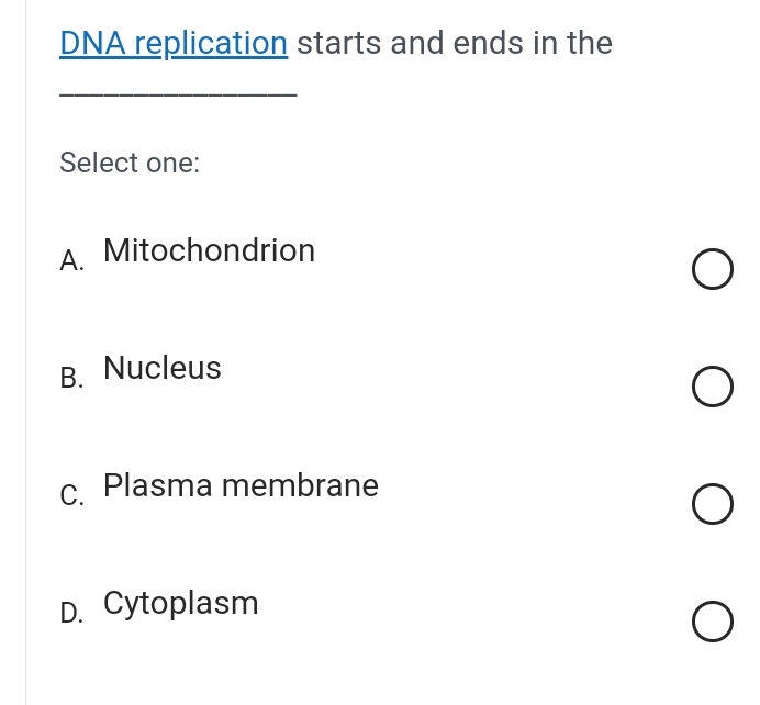 Solved DNA replication starts and ends in theSelect one:A. | Chegg.com