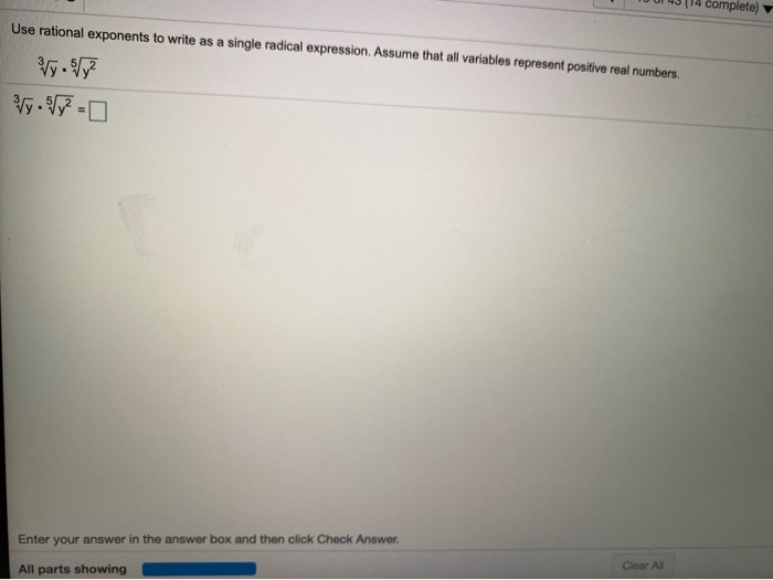 Solved complete) Use rational exponents to write as a single | Chegg.com