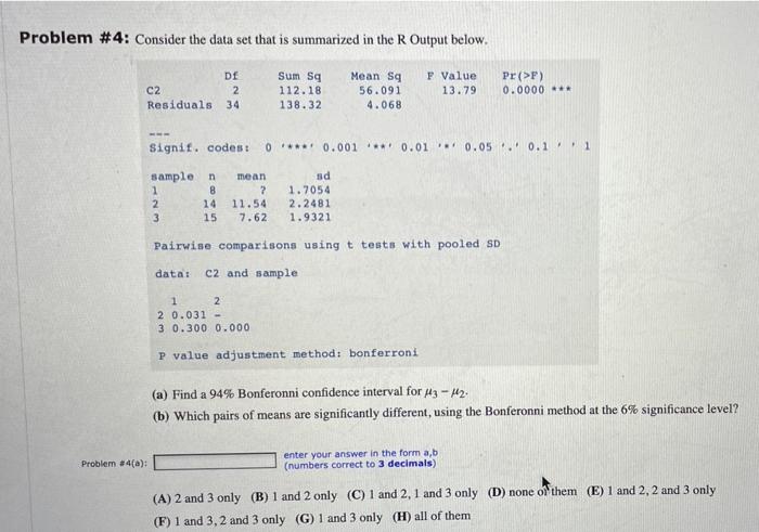 Solved Problem #4: Consider the data set that is summarized | Chegg.com