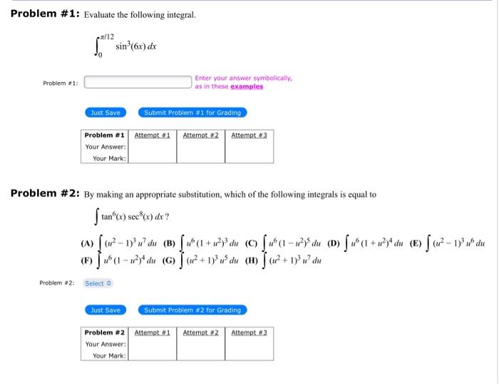 Solved Problem \#1: Evaluate the following integral. | Chegg.com