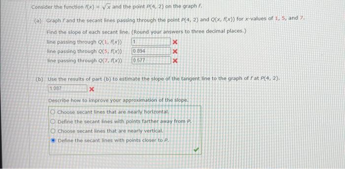 Solved Consider the function f(x)=x and the point P(4,2) on | Chegg.com