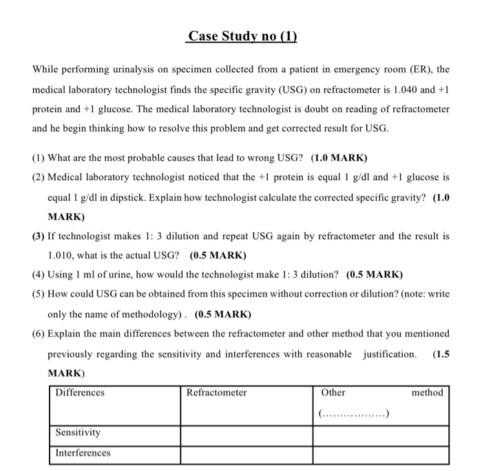 Case Study no (1) While performing urinalysis on | Chegg.com