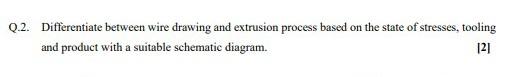 Solved 2.2. Differentiate between wire drawing and extrusion | Chegg.com