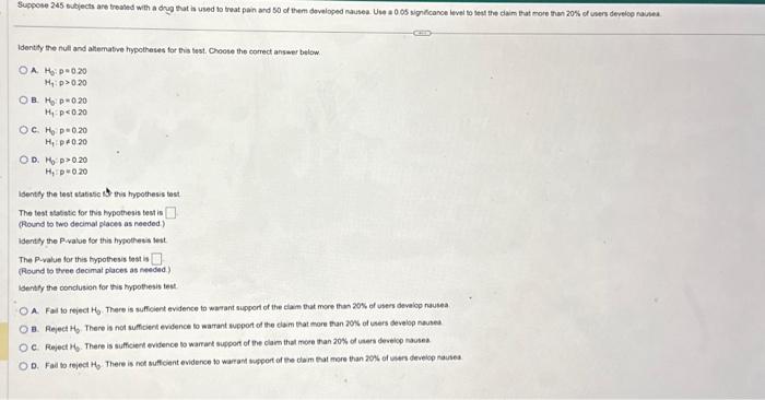 Solved Identify the nult and allematwe hypotheses for this | Chegg.com