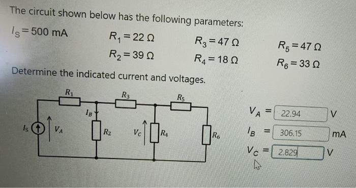Solved The circuit shown below has the following parameters: | Chegg.com