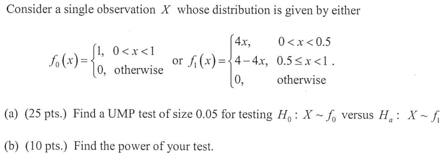 Solved Consider a single observation x ﻿whose distribution | Chegg.com