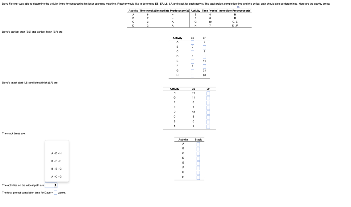 Solved \table[[Activity,Time (weeks) ﻿Immediate | Chegg.com