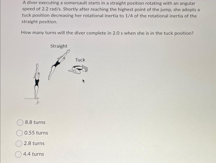Solved A diver executing a somersault starts in a straight | Chegg.com