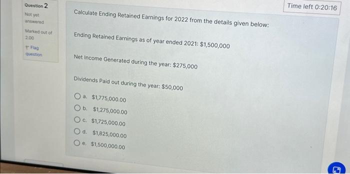 Solved Calculate Ending Retained Earnings for 2022 from the | Chegg.com
