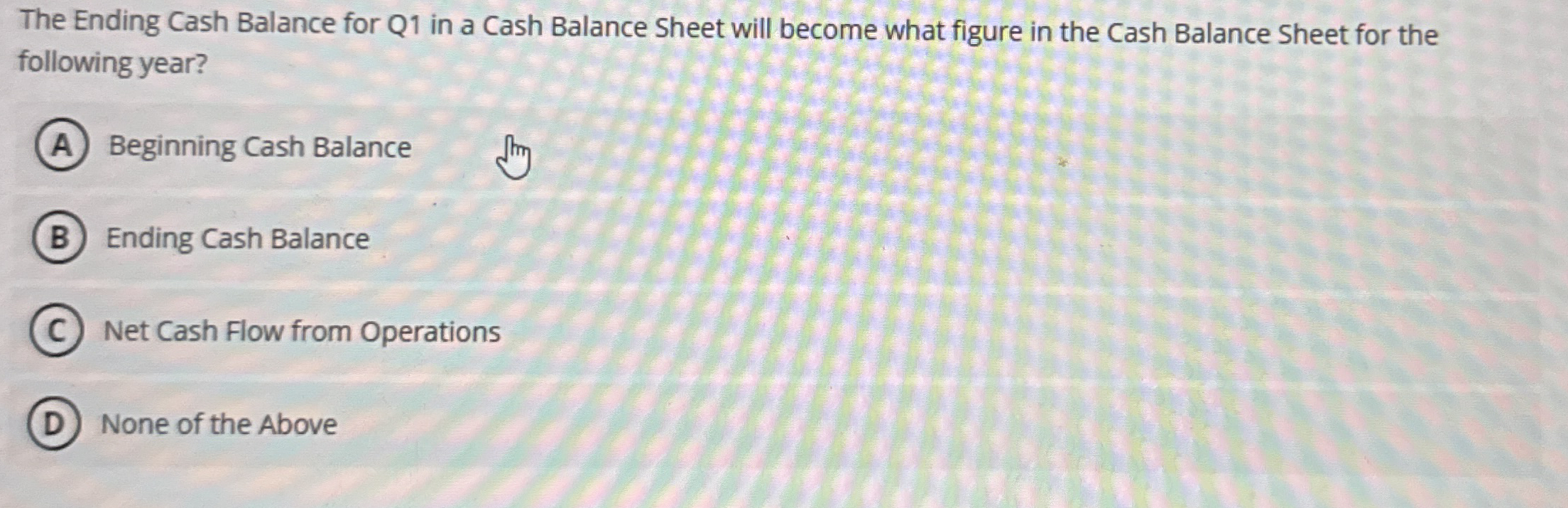 Solved The Ending Cash Balance for Q1 ﻿in a Cash Balance | Chegg.com