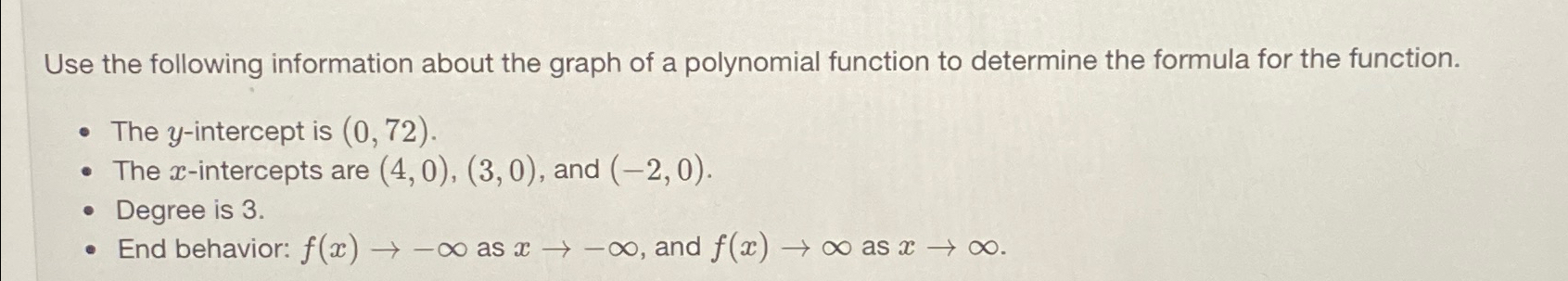 Solved Use the following information about the graph of a | Chegg.com