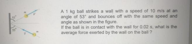 Solved A 1kg ﻿ball strikes a wall with a speed of 10ms ﻿at | Chegg.com