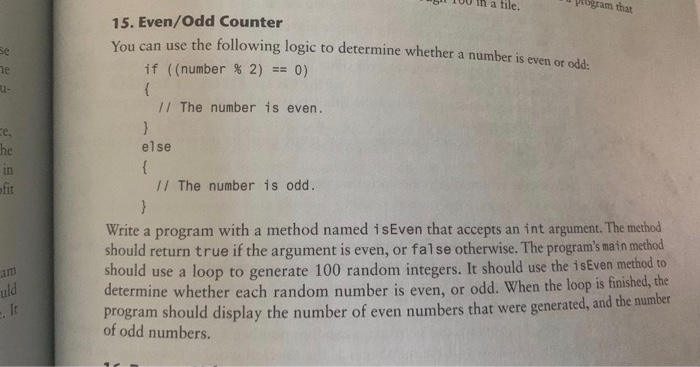 Solved a tile. program that е F ce, he in 15. Even/Odd | Chegg.com