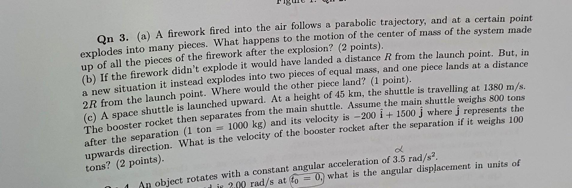 Solved Qn 3. (a) A firework fired into the air follows a | Chegg.com